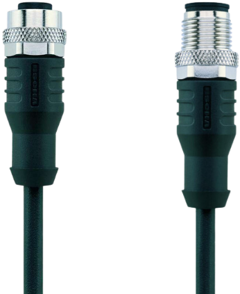 AL-WAK4-1-AL-WAS4/S370 | M12/M12 cable, 4p, female 0°/male 0°, 1 m, PUR